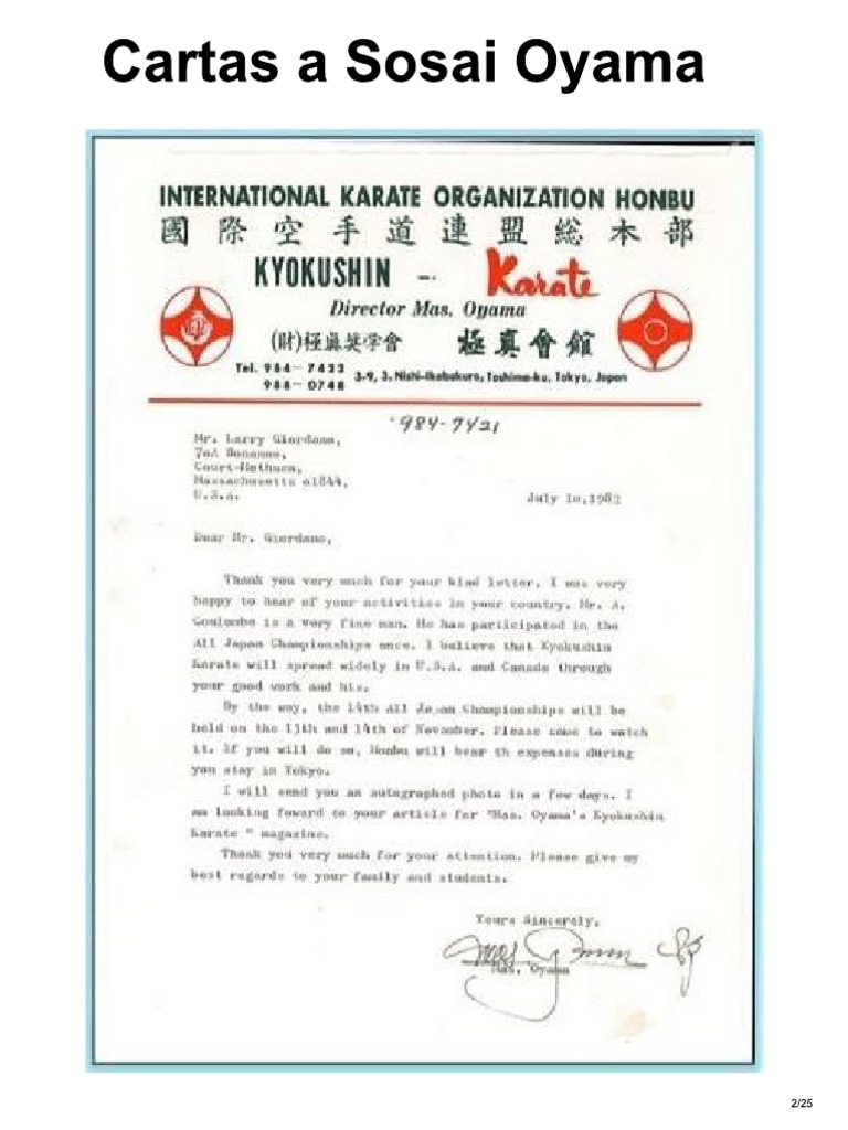 Cartas A Sosai Oyama - Kyokushin | PDF