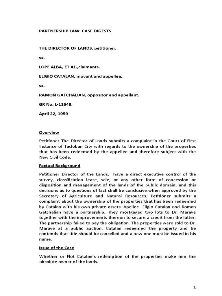 Catalan vs. Gatchalian 105 Phil. 1270 | PDF | Partnership | Civil Law (Legal System)