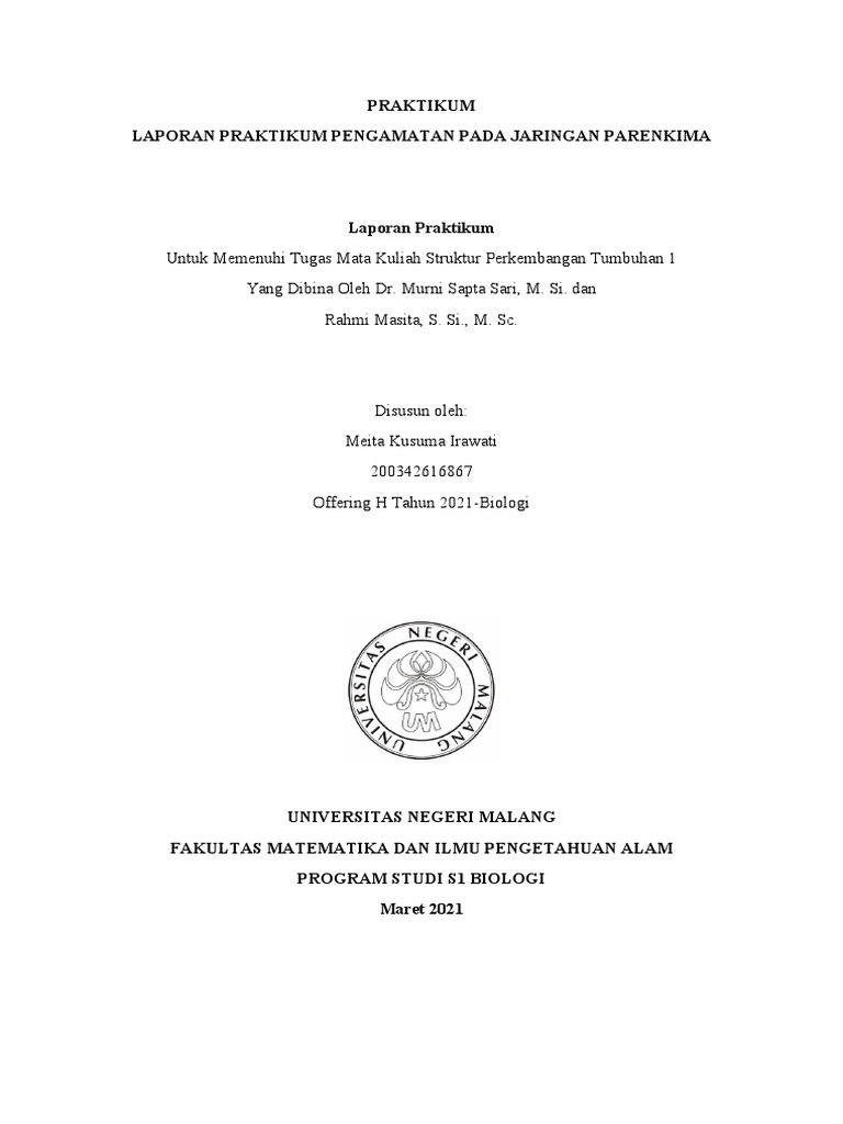 Laporan Praktikum Jaringan Parenkima Dan Penguat | PDF