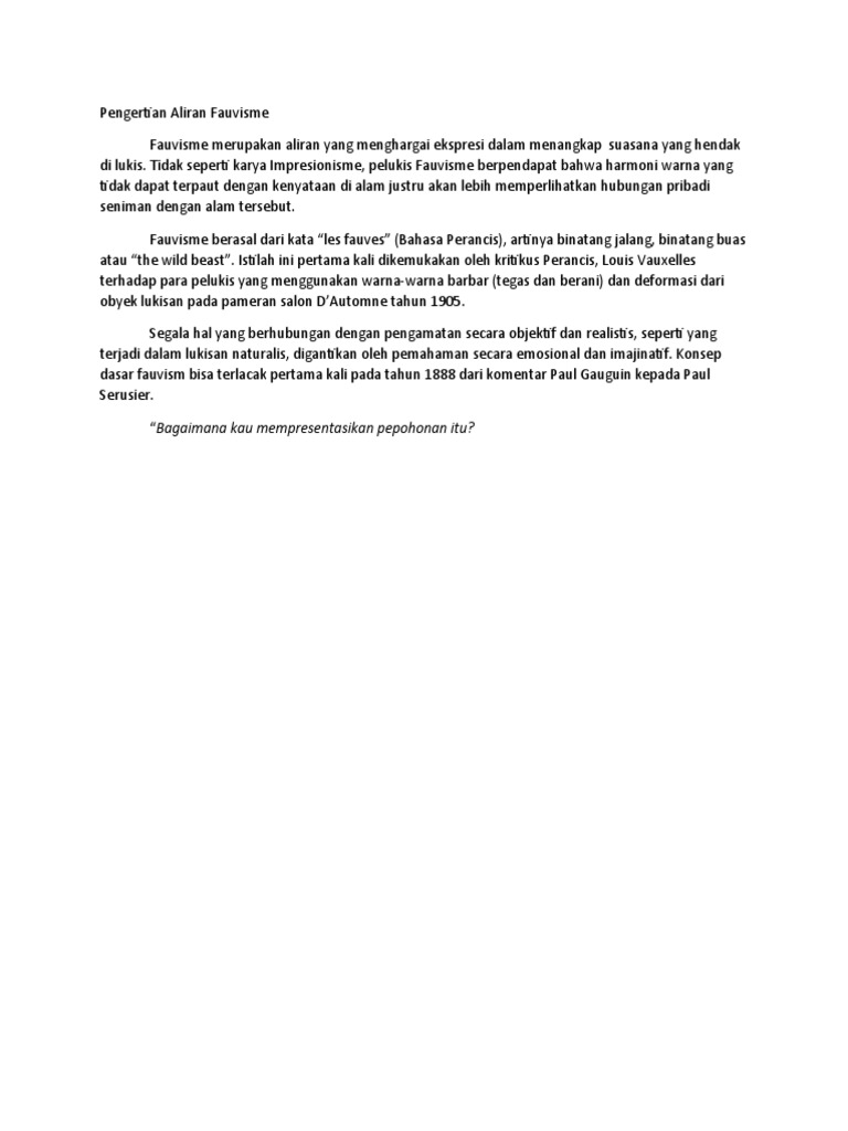 Pengertian Aliran Fauvisme | PDF | Seni