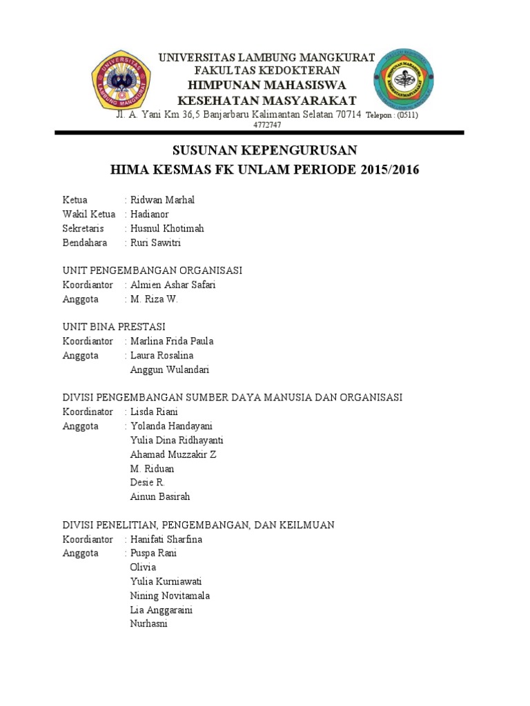 Susunan Kepengurusan | PDF