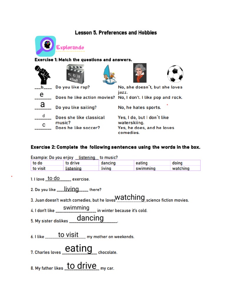Edited - (Template) Lesson 5. Preferences and Hobbies | PDF