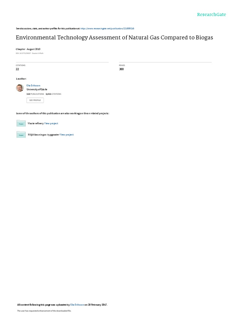 InTech-Environmental Technology Assessment of Natural Gas Compared To ...