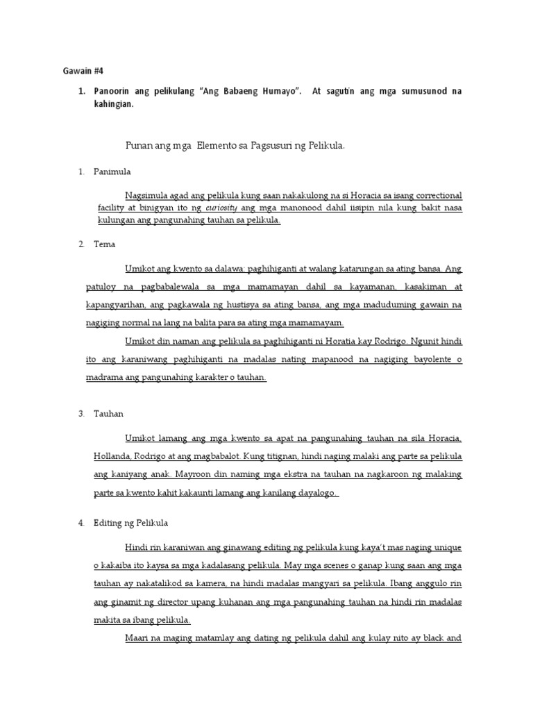 Ang Babaeng Humayo - Movie Review | PDF