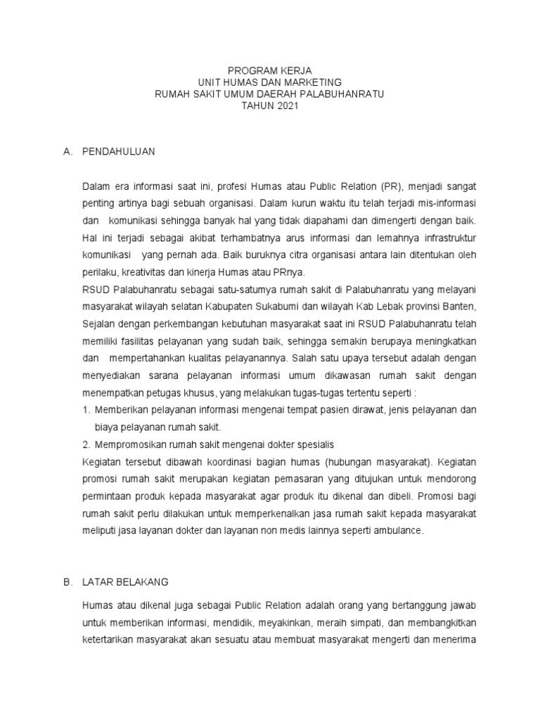 Program Kerja Humas | PDF