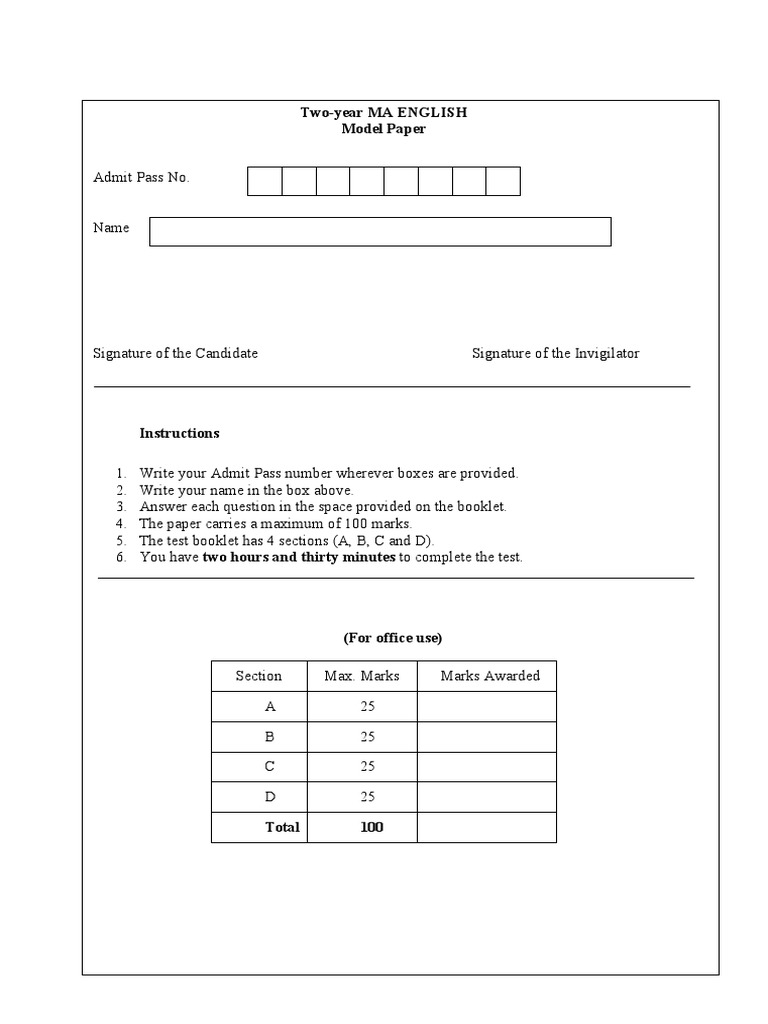 MA English Model Paper 2013 | PDF | Medical School | Entertainment ...