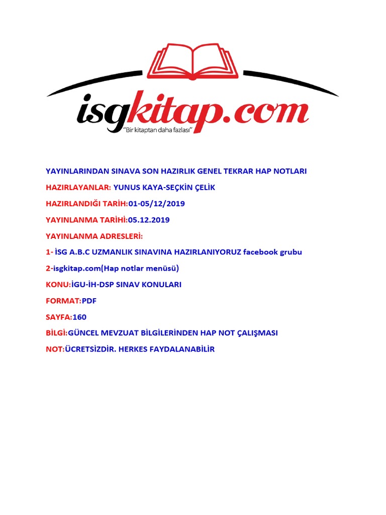 İSG Hap Notlar | PDF