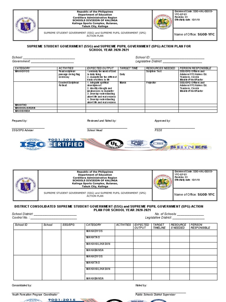 SSG/SPG Action Plan 2020-2021 | PDF