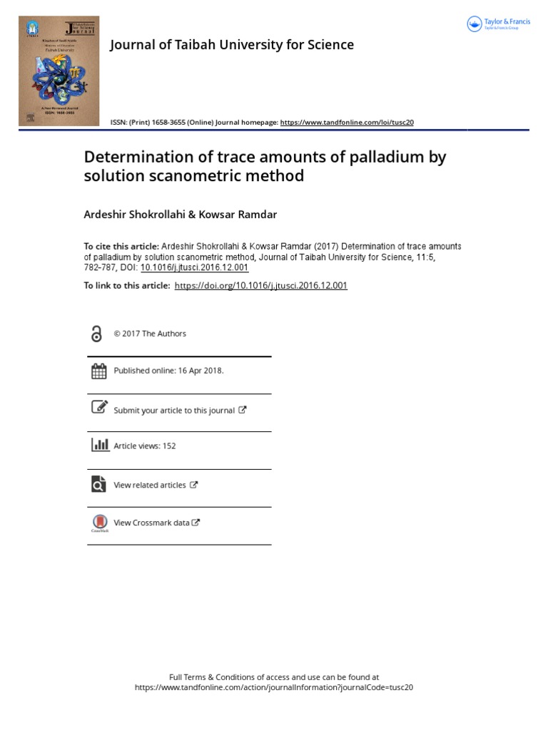 Determination of Trace Amounts of Palladium by Solution Scanometric ...