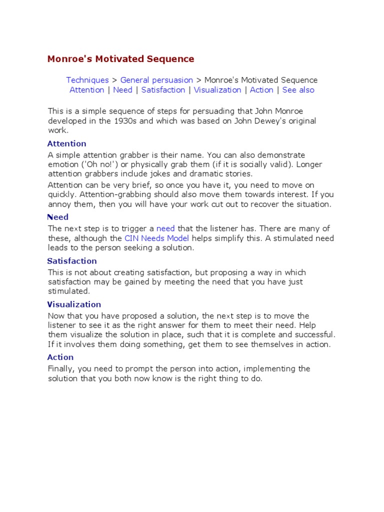 Monroe's Motivated Sequence | PDF