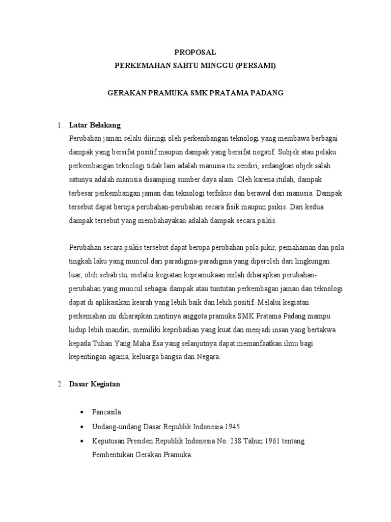 Prosal Kegiatan Persami | PDF | Kesehatan Holistik