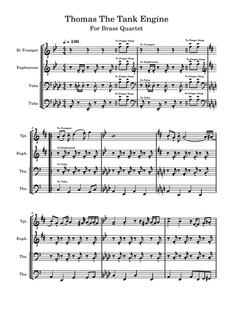 Thomas The Tank Engine: For Brass Quartet | PDF | Organology | Musicology