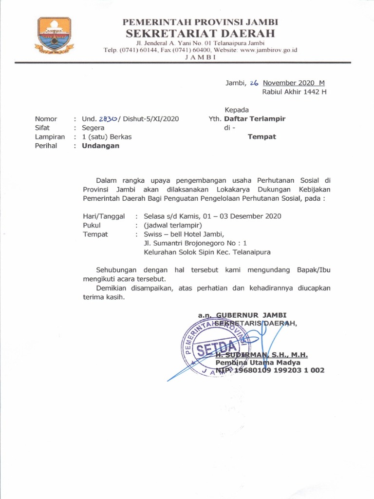 Undangan Rakor PS OPD Se Prov Jambi | PDF