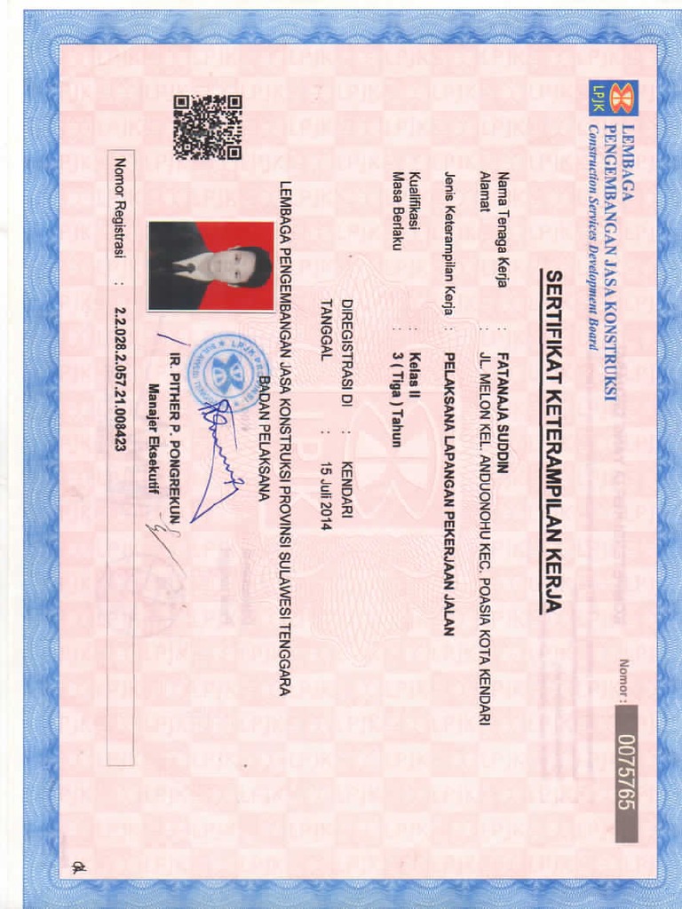 SKT Pelaksana Lapangan Pekerjaan Jalan - Fatanaja Suddin | PDF