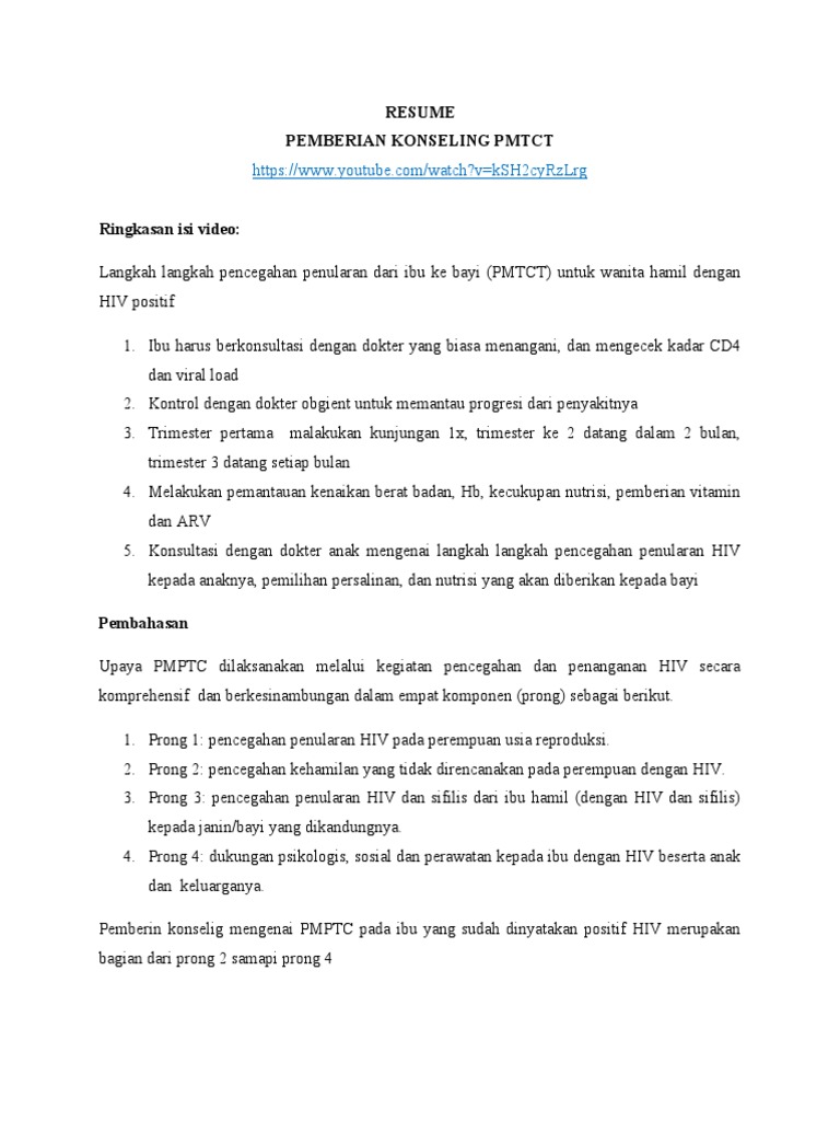 Resume 4. Konseling PMTCT | PDF