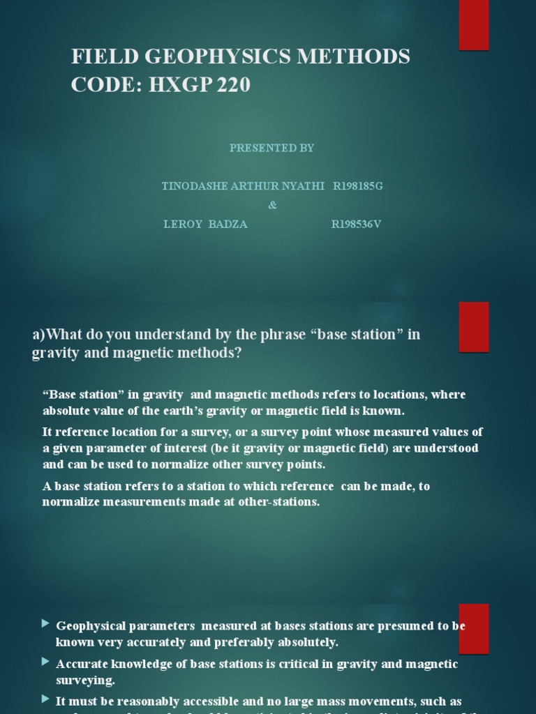 Field Geophysics Methods Code: HXGP 220: Presented by | PDF ...