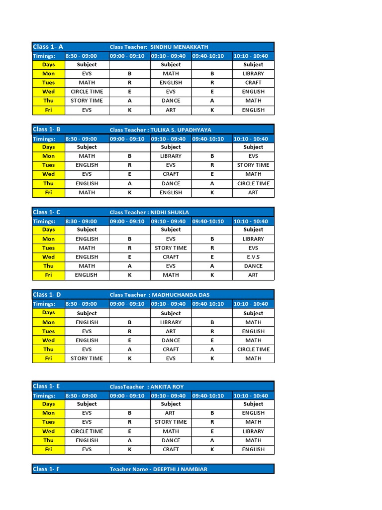 Time Table (June 1st To 15th) | PDF