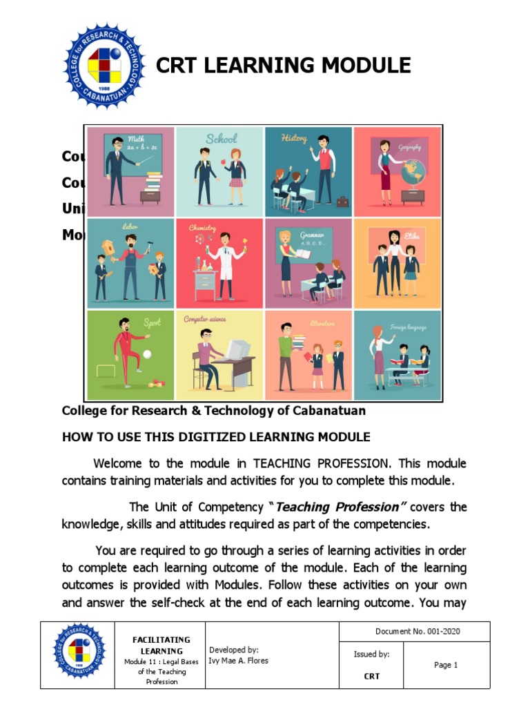 CRT Learning Module: Course Code Course Title Units Module Title | PDF ...