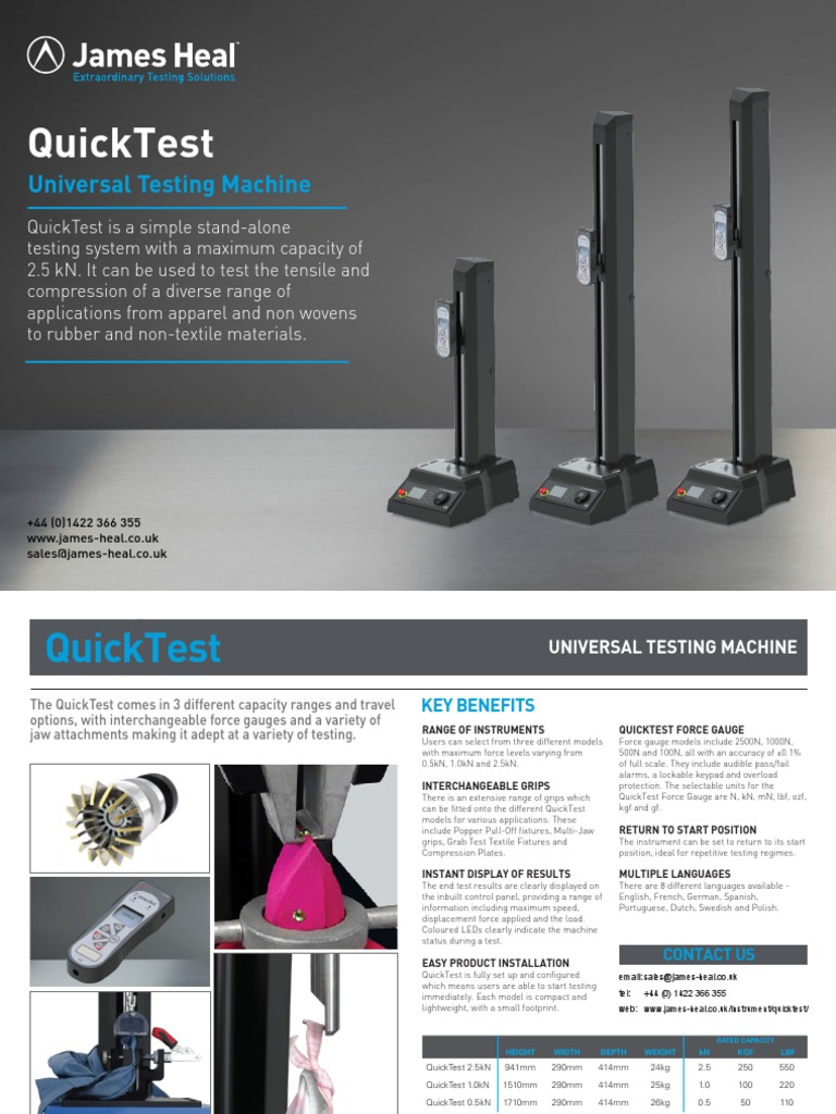 QuickTest Universal Testing Machine | PDF | Force