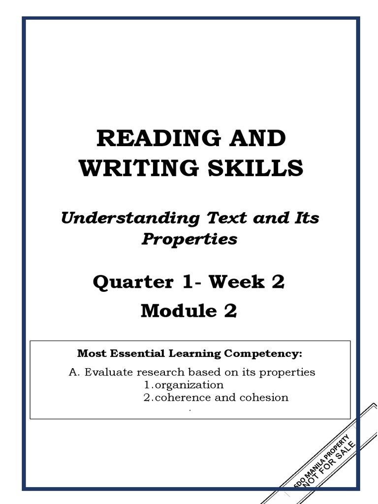 READING AND WRITING - Q1 - W2 - Mod2 | PDF | Concept | Word