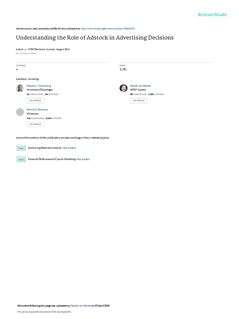 Understanding The Role of Adstock in Advertising D | PDF | Standard ...