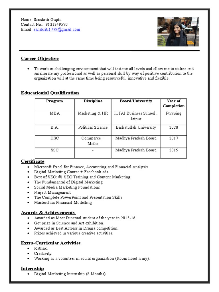 Aspiring Marketing Professional | PDF