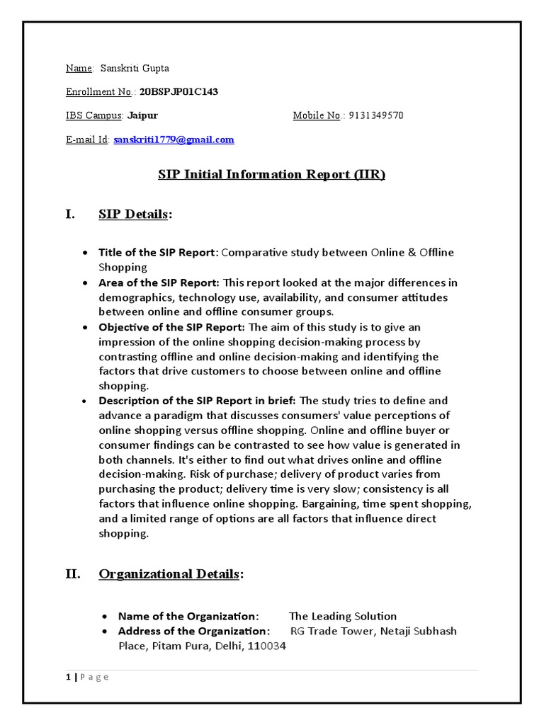 IIR Report Sanskriti Gupta | PDF | Online Shopping | Decision Making
