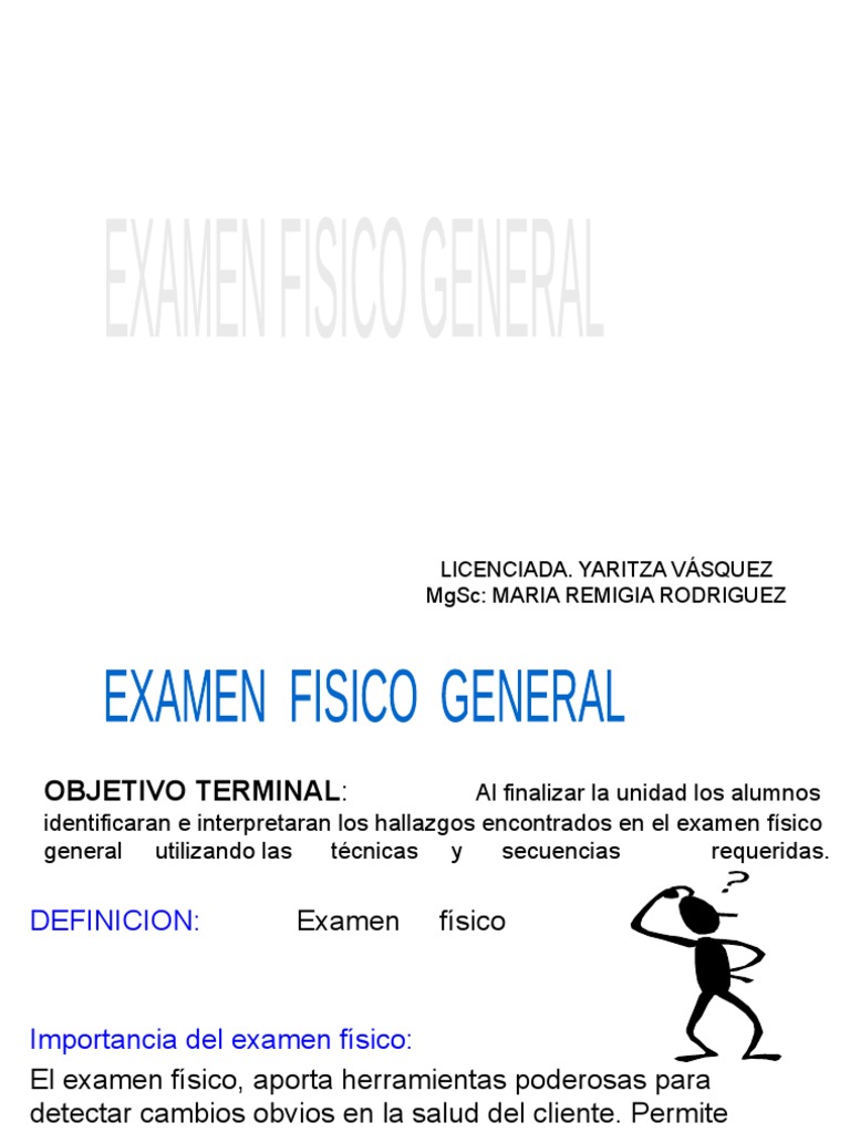 Examen Físico General: Definición y Técnicas | PDF | Examen físico ...