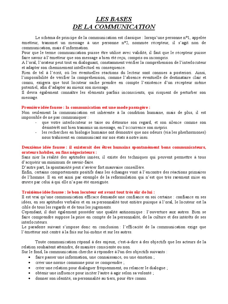 Les Fondamentaux de la Communication | PDF | la communication ...