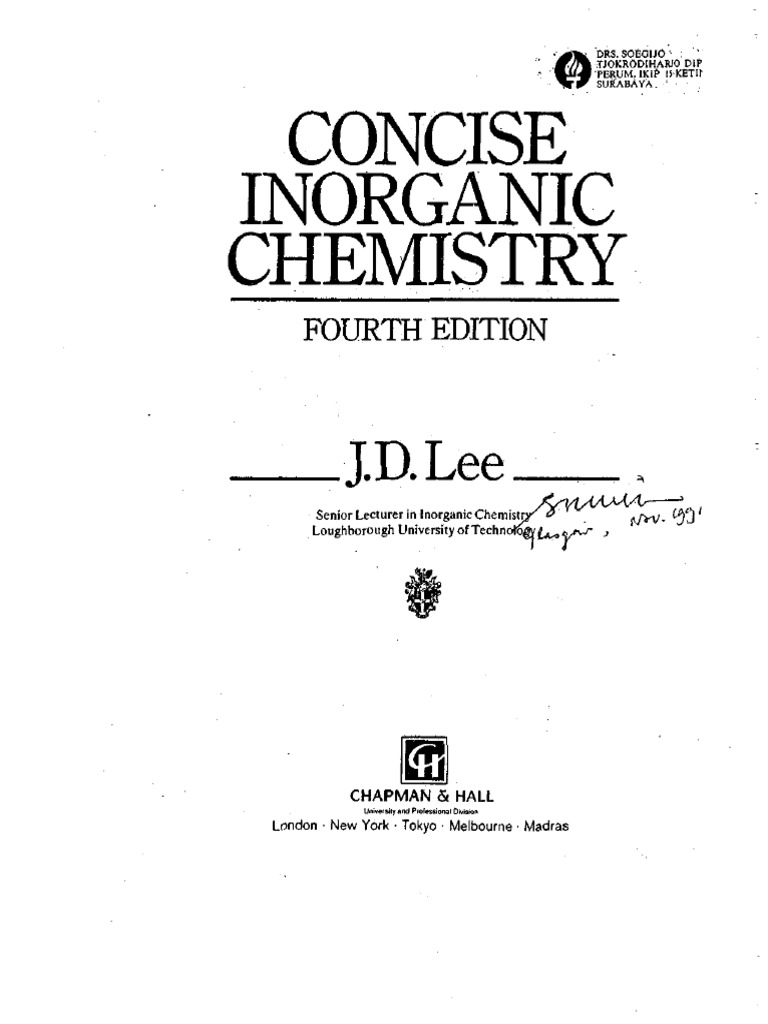 J D Lee Concise Inorganic Chemistry 4th Edition Pdf