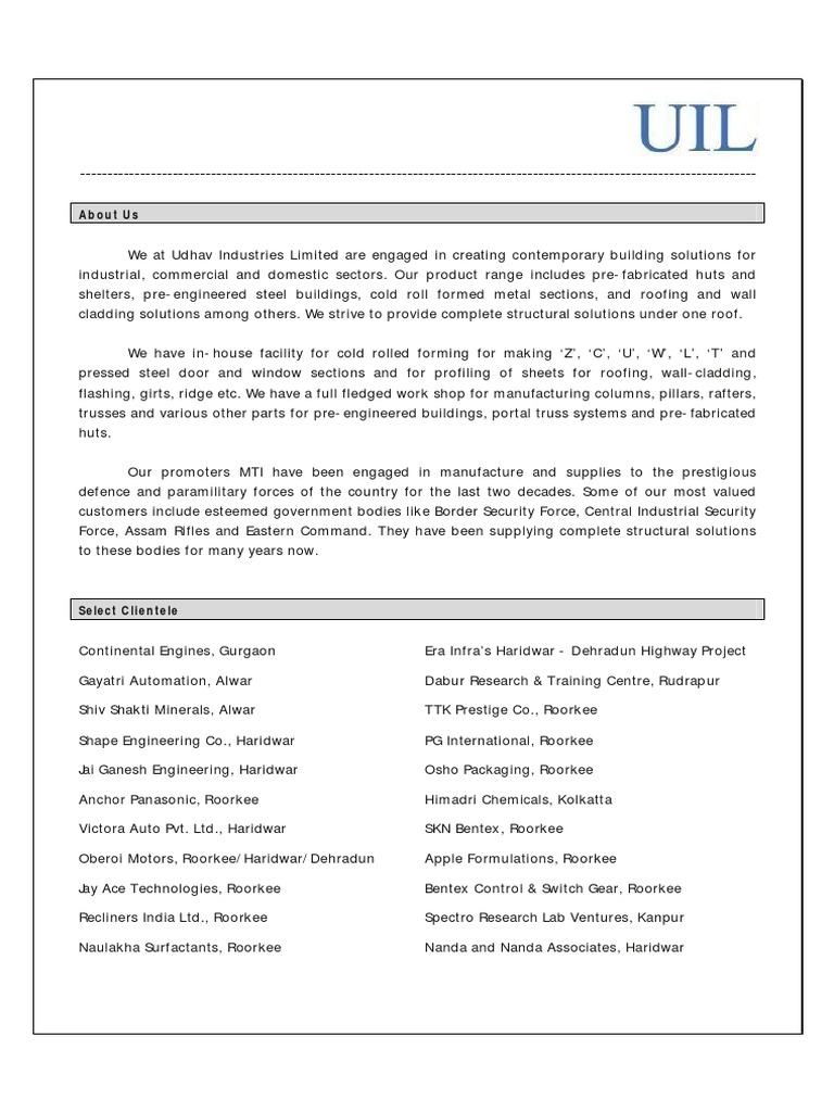 PEB Profile | PDF | Framing (Construction) | Sheet Metal