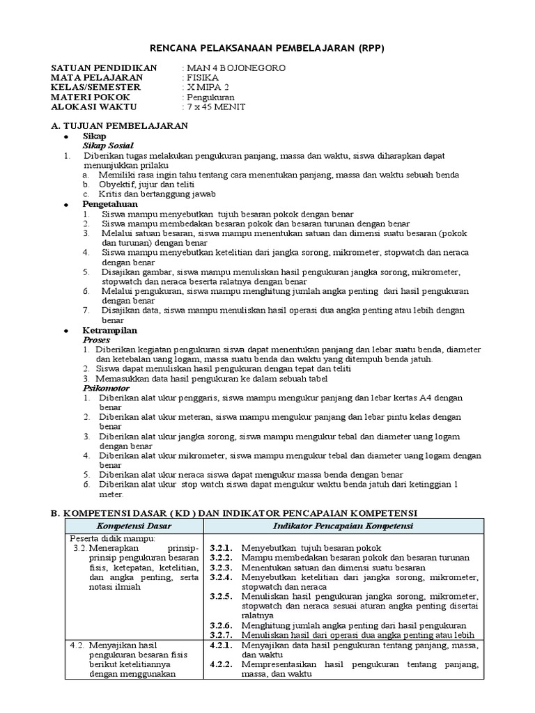 RPP Pengukuran | PDF