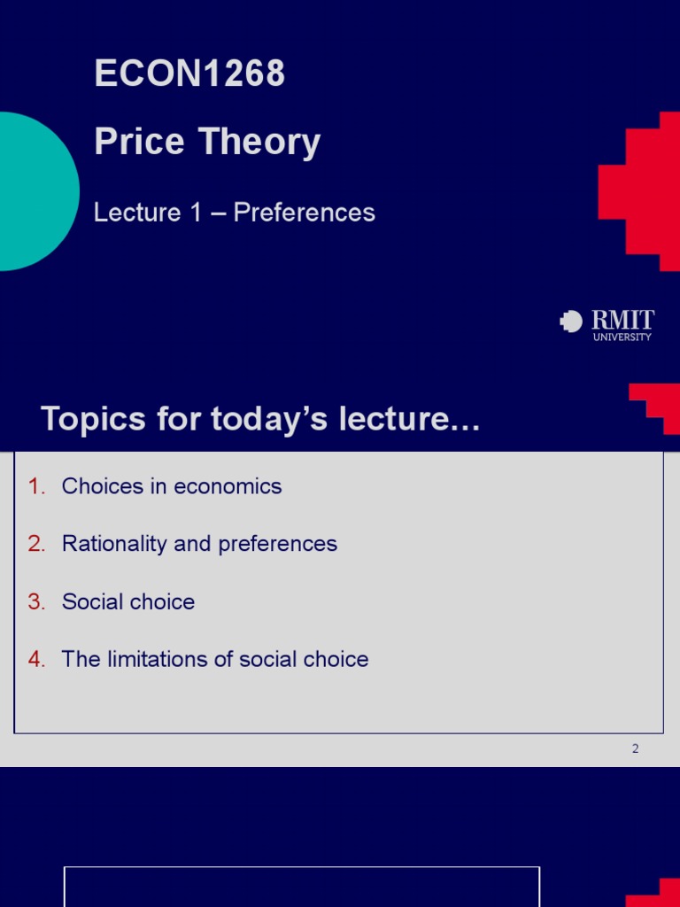 ECON1268 Price Theory - Lecture 1-1 | PDF | Voting | Economic Theories