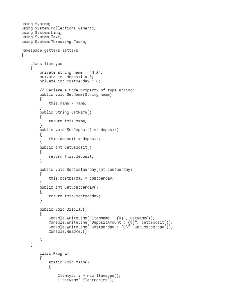 Getter | PDF | Constructor (Object Oriented Programming) | Programming
