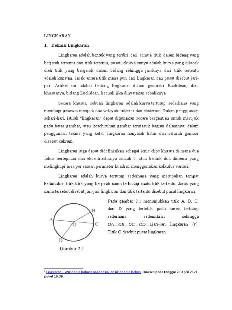 Definisi Lingkaran | PDF | Metode & Bahan Ajar | Griya & Taman