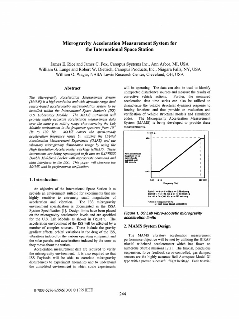 Microgravity Acceleration Measurement System For The International ...