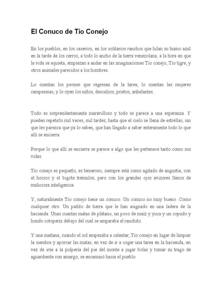 El Conuco de Tío Conejo | PDF