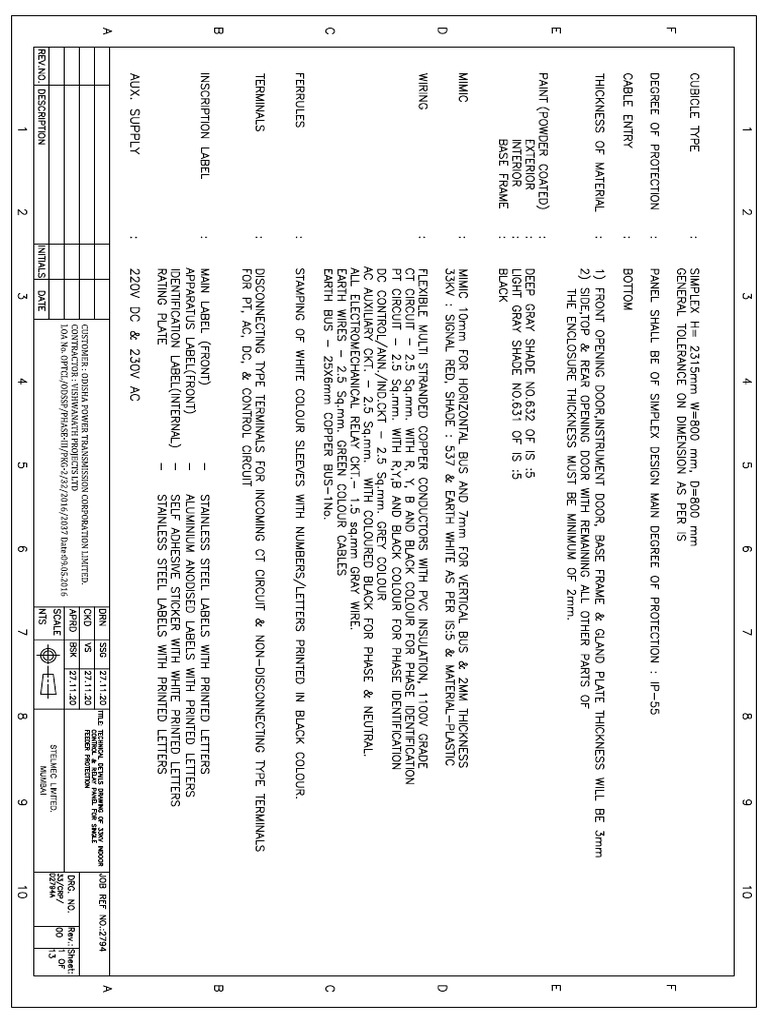 33kv Feeder C R Panel Pdf Mains Electricity Fuse Electrical
