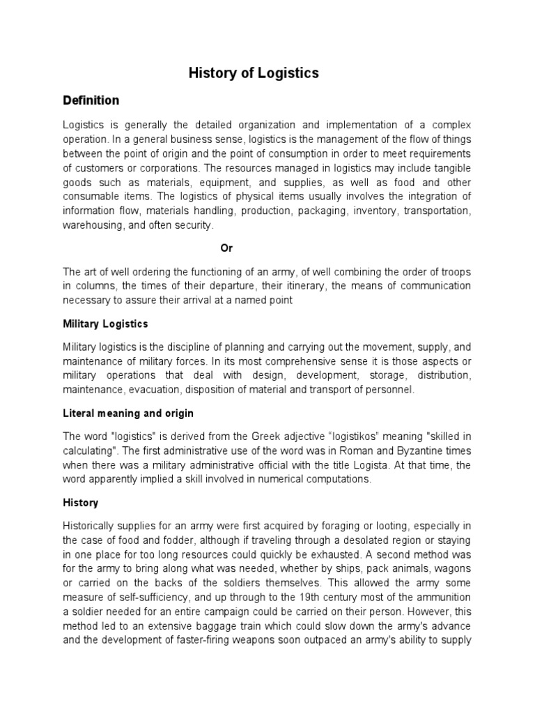 History of Logistics | PDF | Siege | Logistics