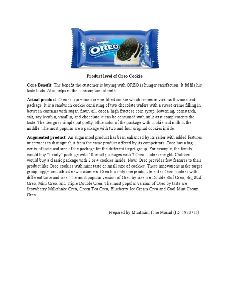 Product Level of Oreo Cookie | PDF