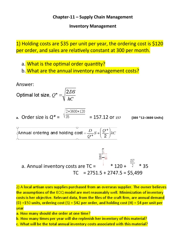 Chapter - 11a (Inventory Calculation) | PDF | Inventory | Supply Chain ...