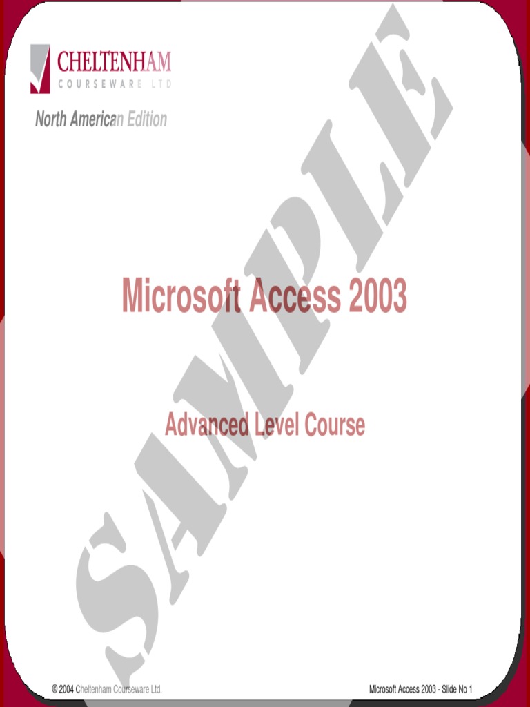 Microsoft Access 2003: Advanced Level Course | PDF | Microsoft Access ...