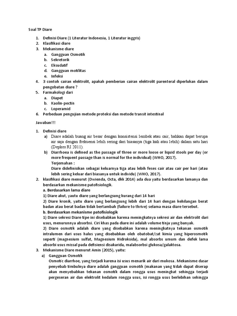 Soal TP Diare | PDF | Sains & Matematika