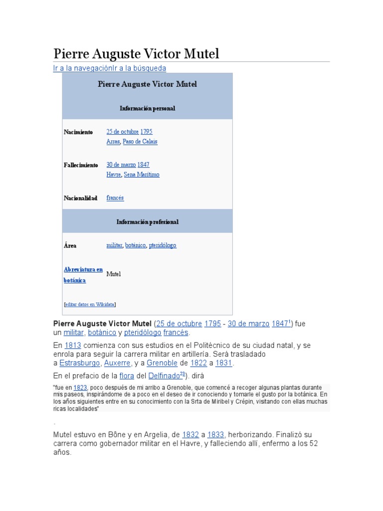 Pierre Auguste Victor Mutel | PDF | Wikipedia | Procesamiento de información social