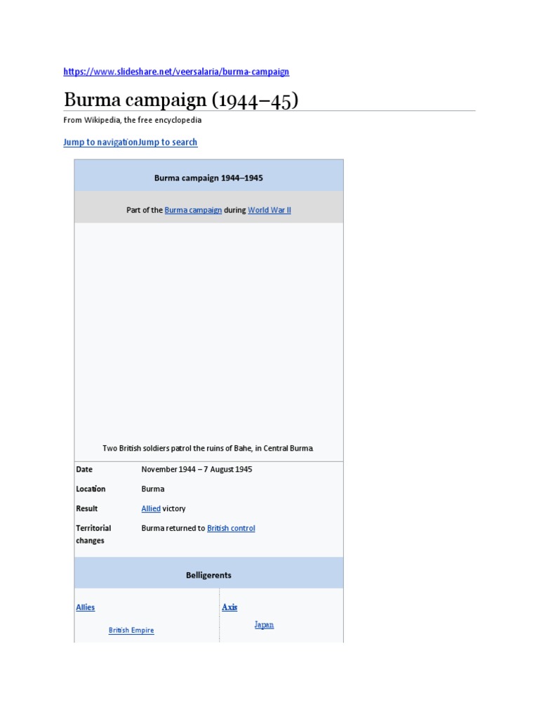 Introduction of Burma Campaign | PDF | War And Politics | Military