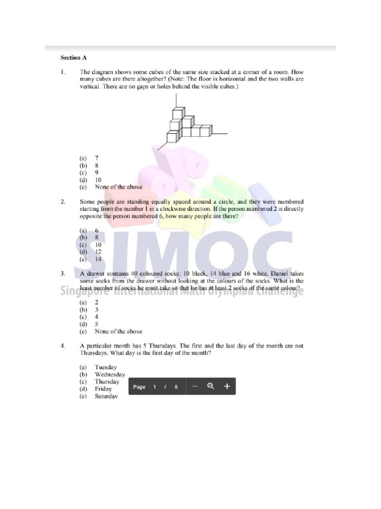 Primary 3 SIMOC 2015 | PDF