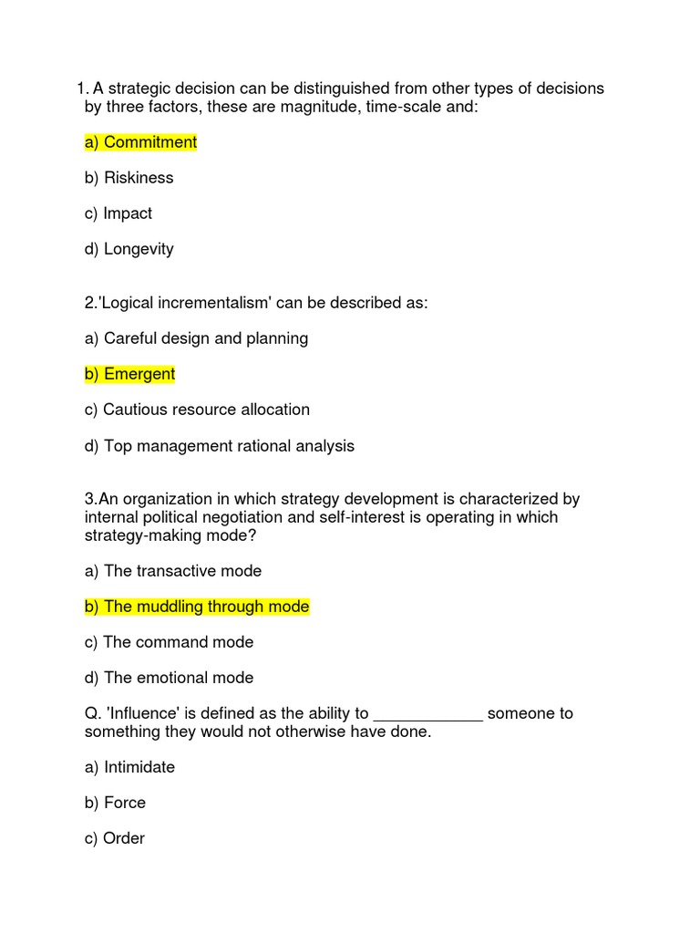 SM MCQ 2 | PDF | Outsourcing | Strategic Management