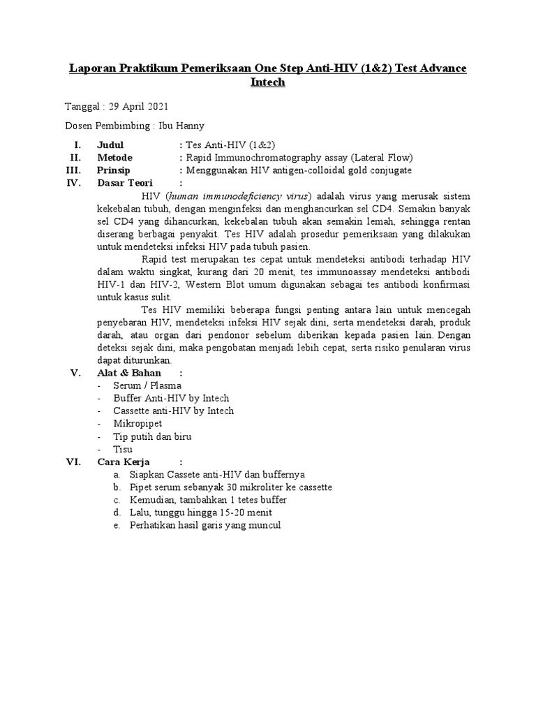 Laporan Praktikum Anti-HIV by InTech | PDF