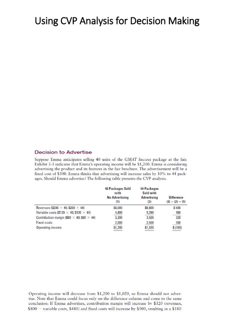 Using CVP Analysis For Decision Making | PDF