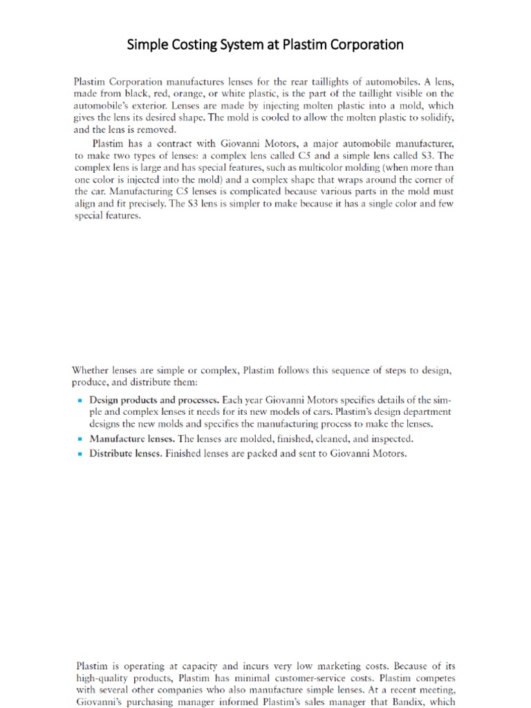 Simple Costing System at Plastim Corporation | PDF